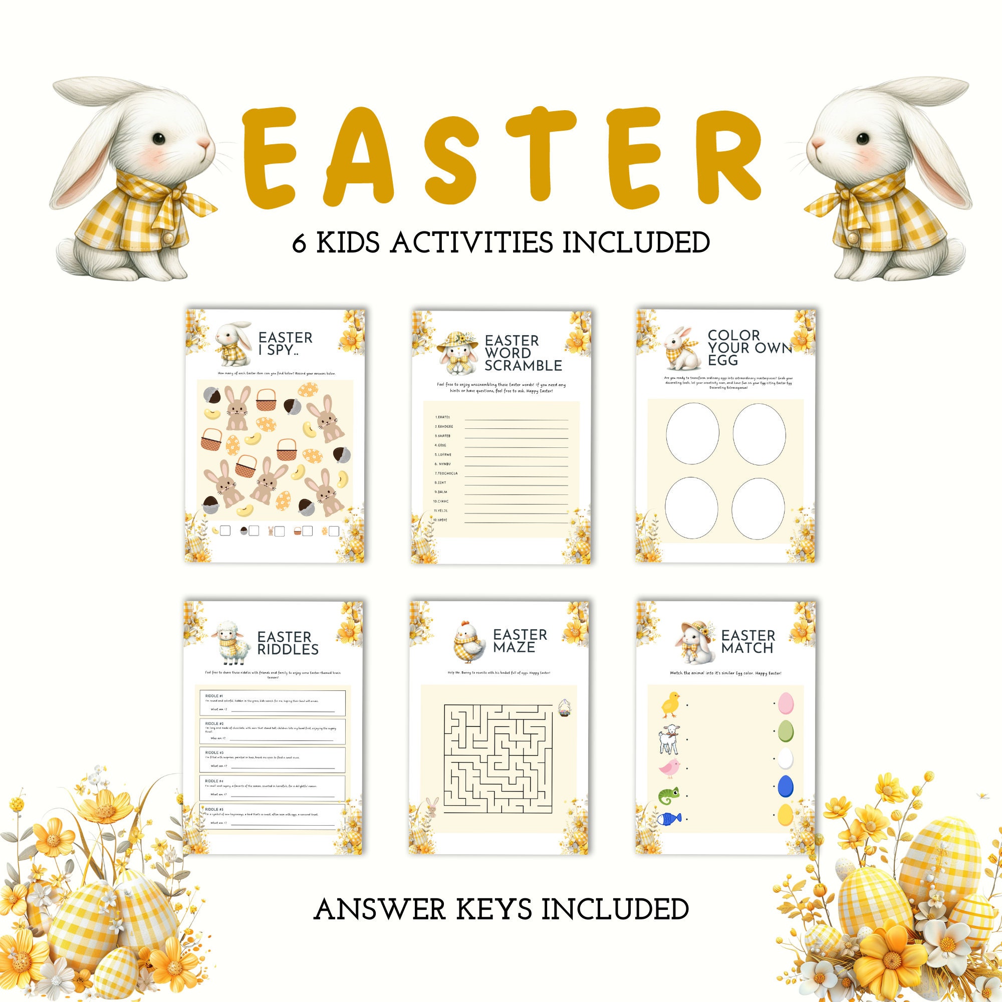 12 Easter Kids Activity Bundle - Children's Games and Coloring Pack ...