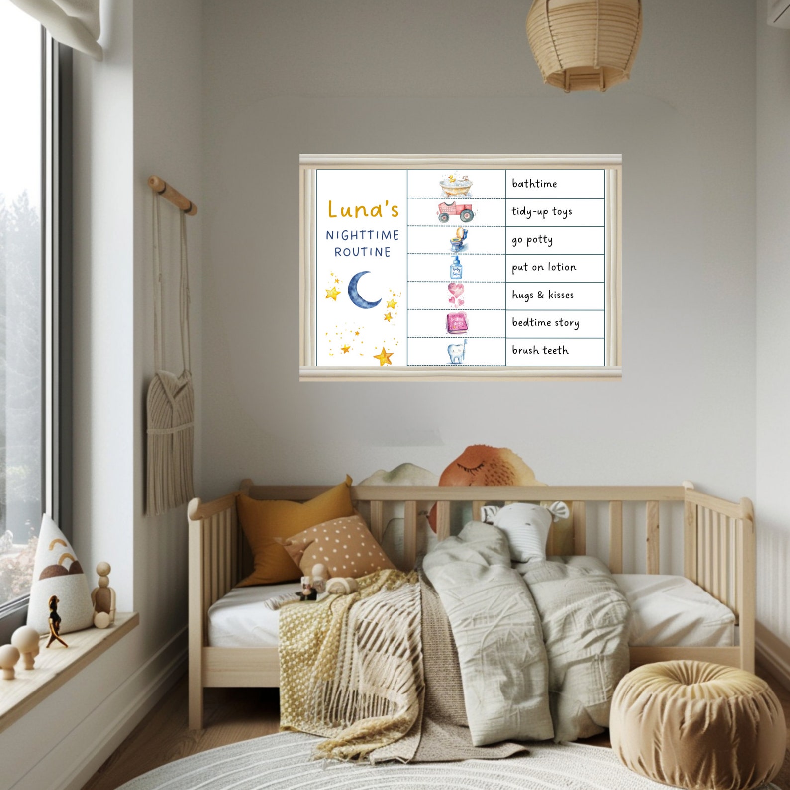 Toddler Nighttime Routine Chart, Visual Schedule for Kids, Bedtime ...