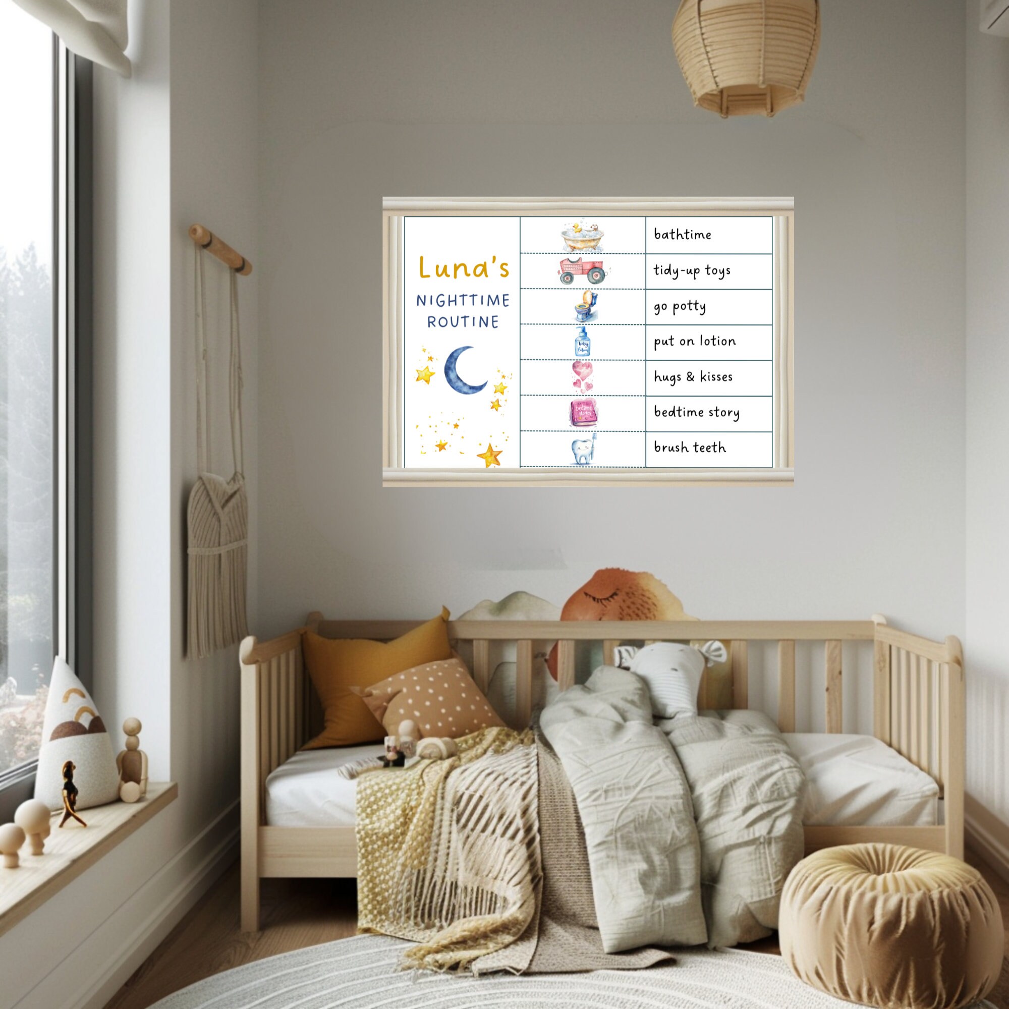 Toddler Nighttime Routine Chart, Visual Schedule for Kids, Bedtime ...