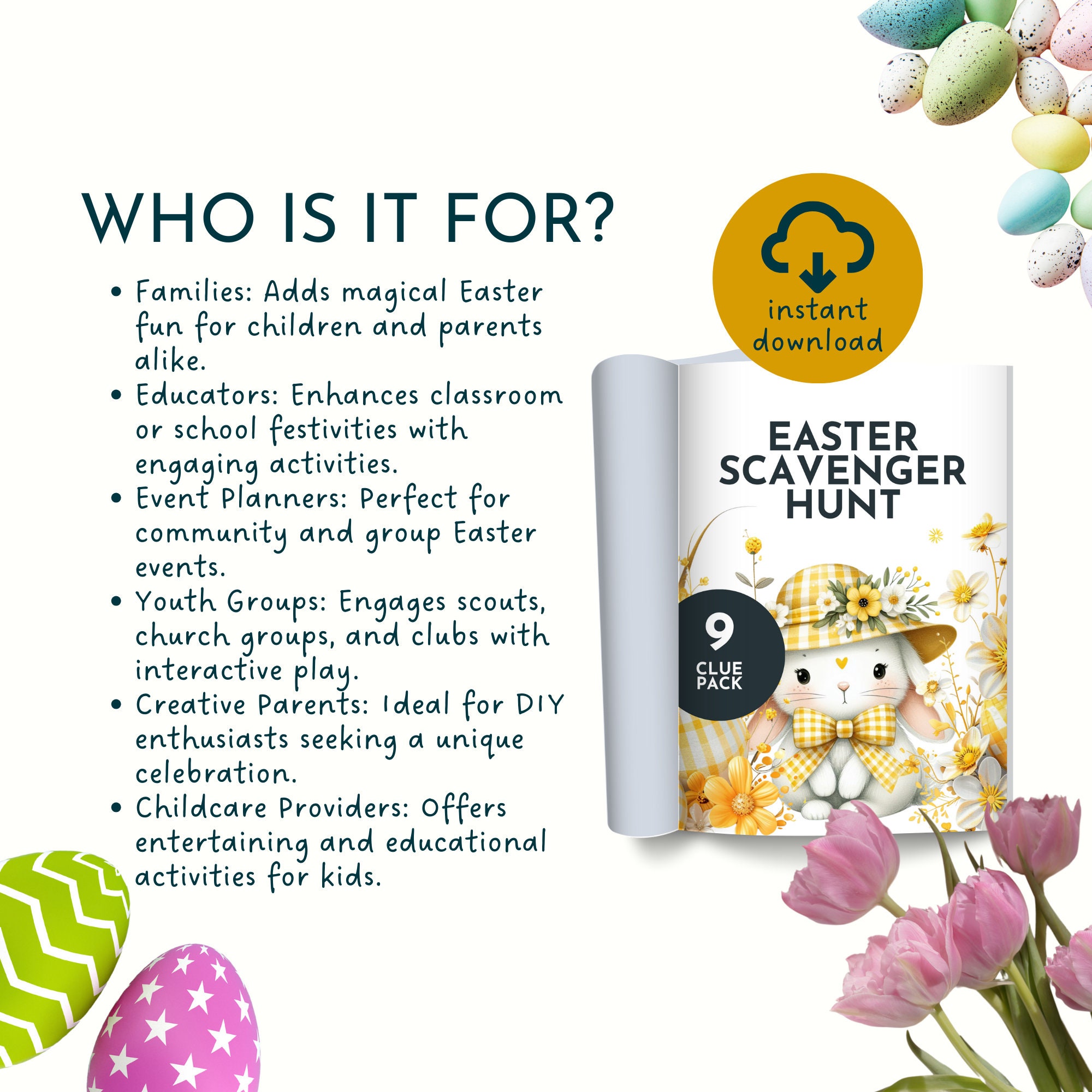 Easter Scavenger Hunt for Kids With Easter Bunny Letter - Printable PDF ...