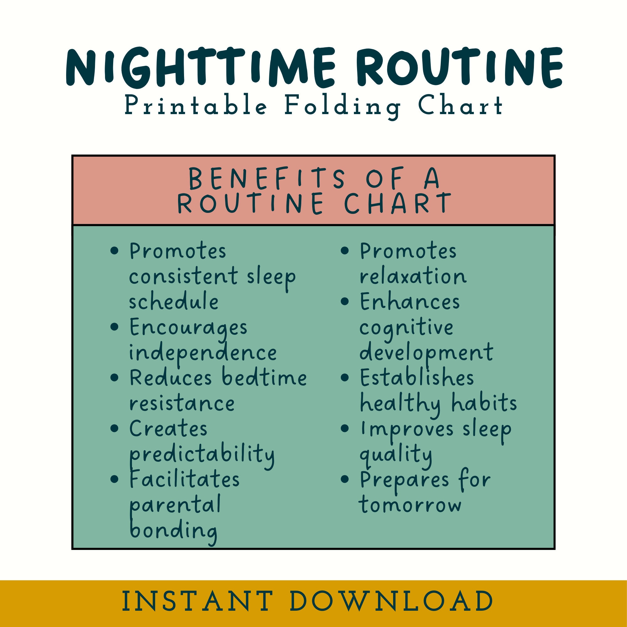 Toddler Nighttime Routine Chart, Visual Schedule for Kids, Bedtime ...