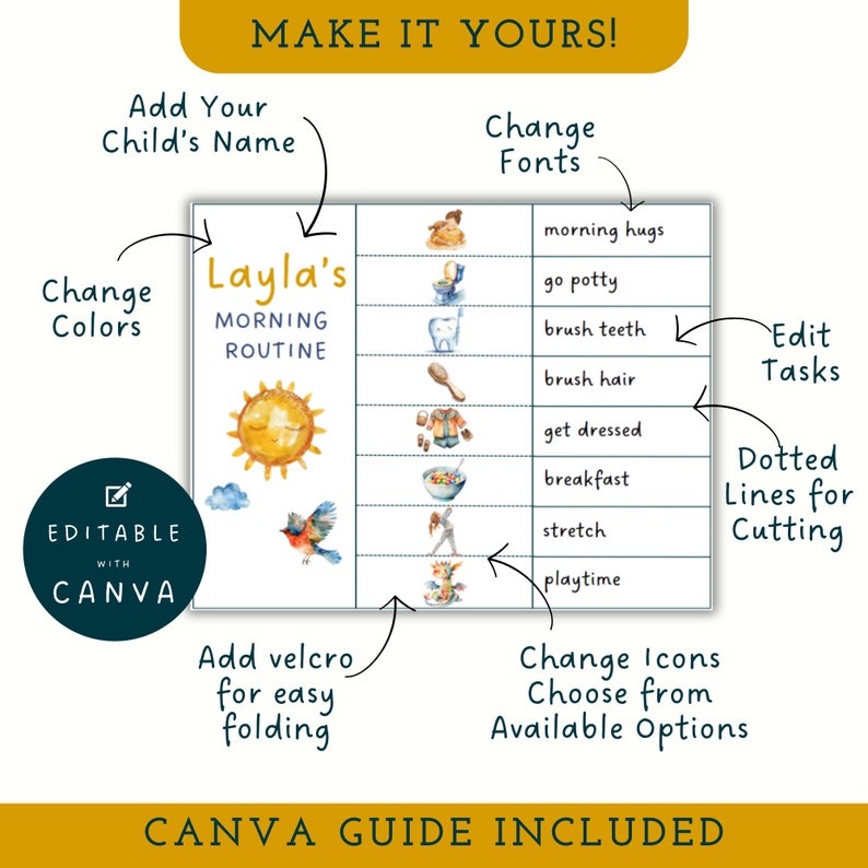 Flip Routine Chart, Morning Routine, Kids Routine Chart, Visual ...