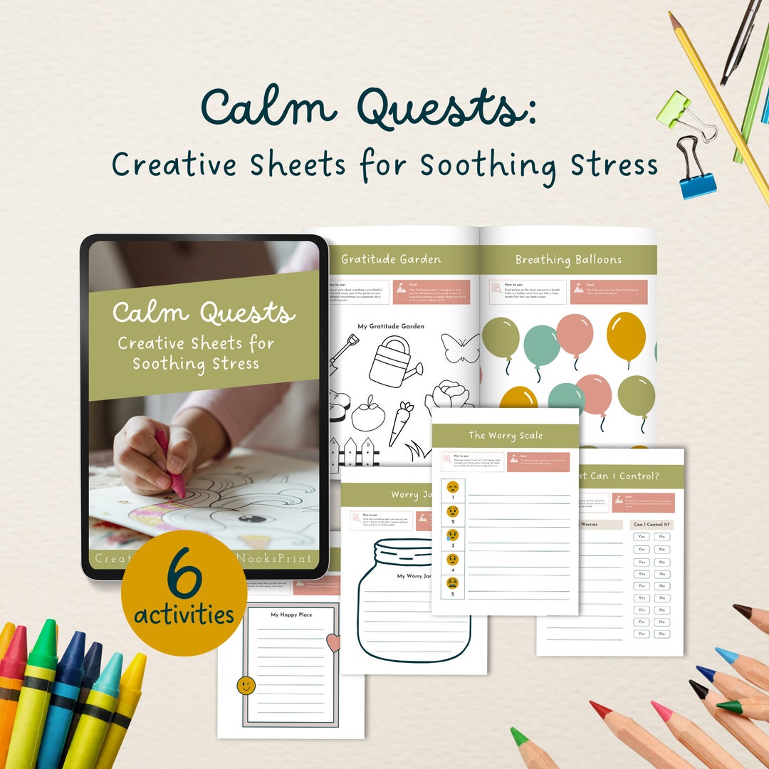 Kids Stress Relief Activities Bundle: Calm Quests Creative Sheets for ...