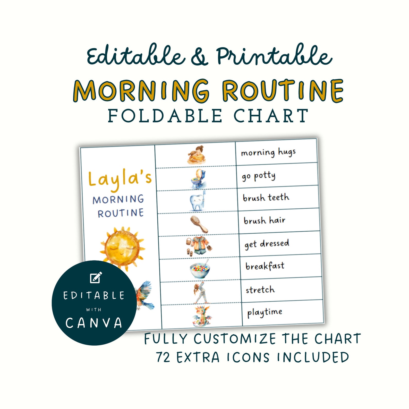 Flip Routine Chart, Morning Routine, Kids Routine Chart, Visual ...