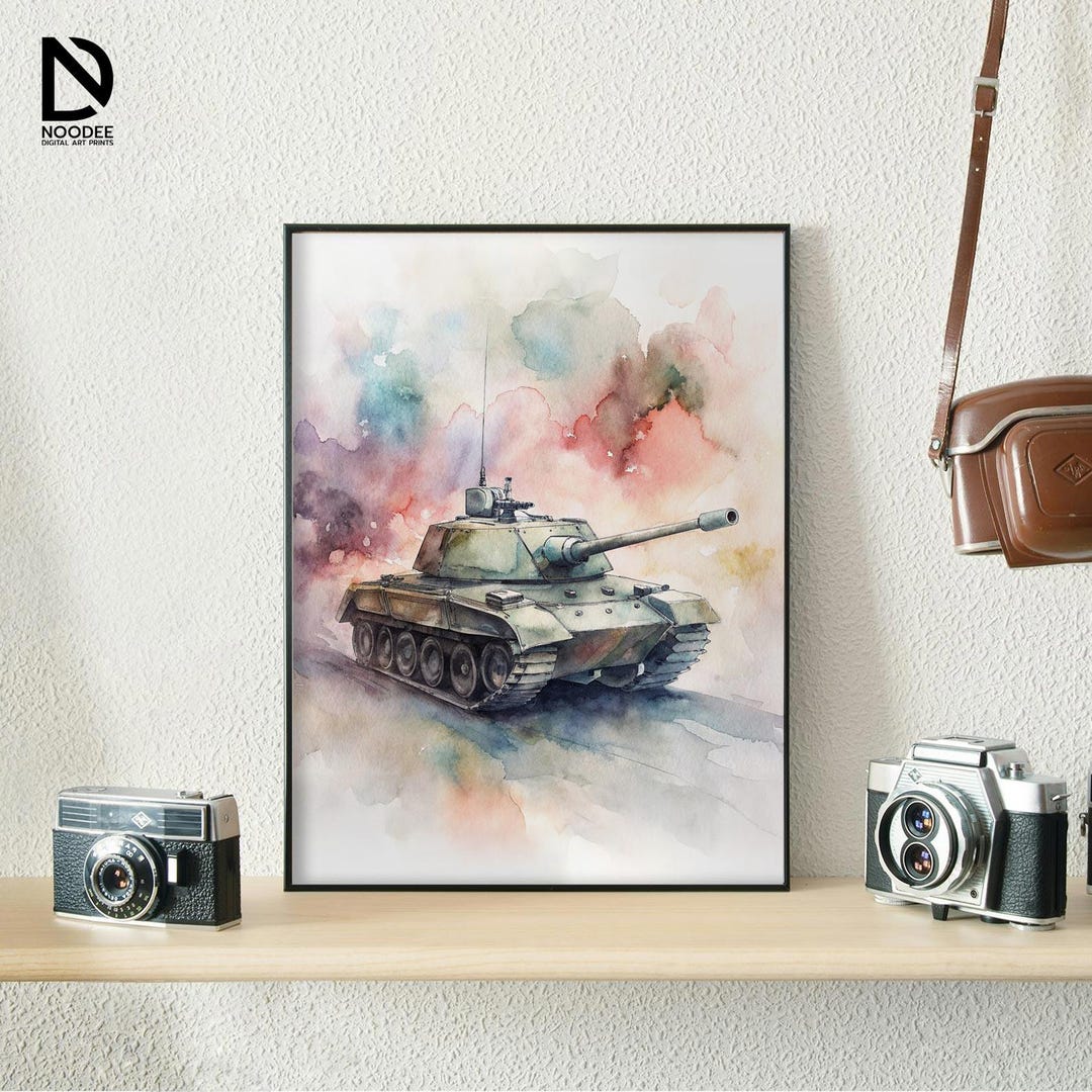 Tank Digital Art Print, Tank Printable, Tank Wall Art, Tank Watercolor ...
