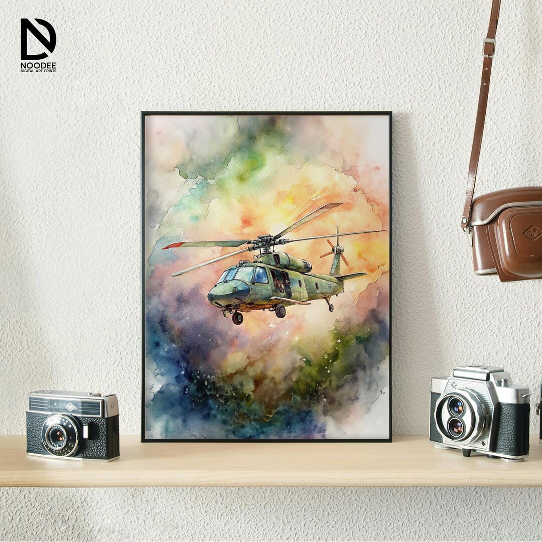 Helicopter Digital Art Print, Helicopter Printable, Helicopter Wall Art ...