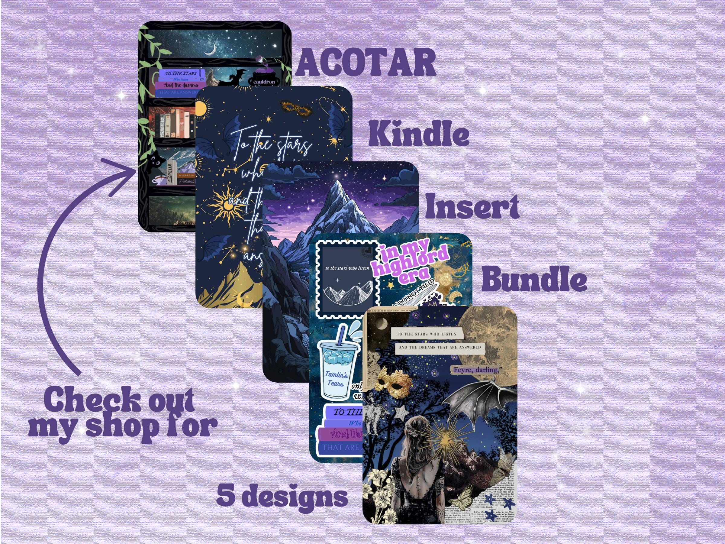 ACOTAR Kindle Insert: Night Court, Velaris, Stars Theme (digital ...