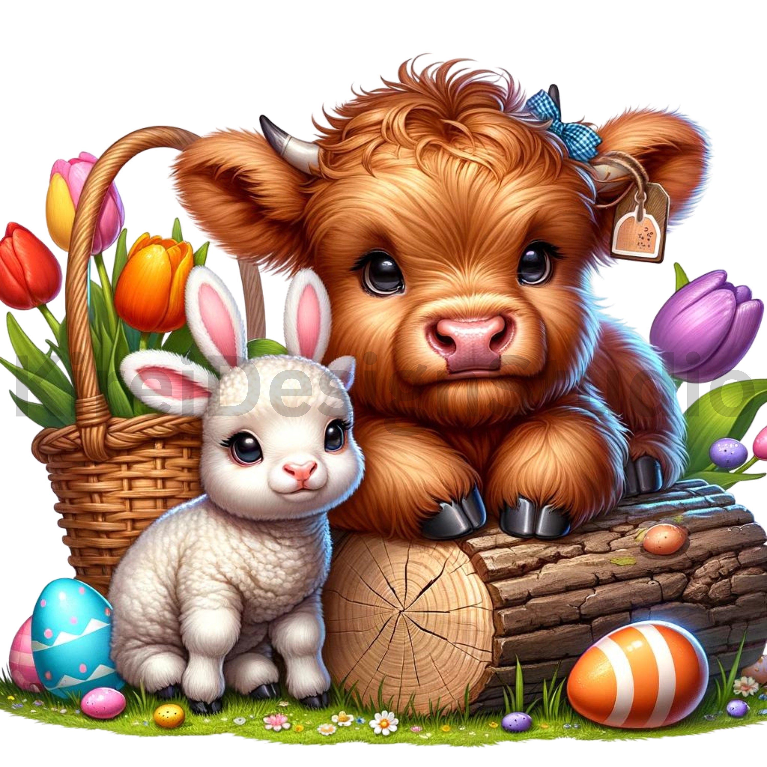 Highland Cow Clipart Images, Easter Highland Cows, Easter PNG, Highland ...