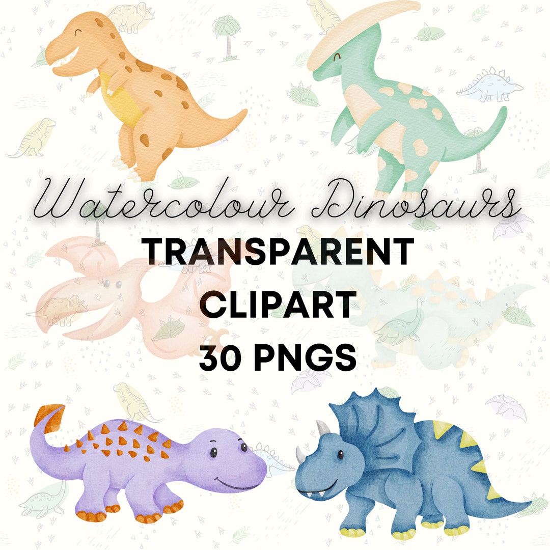 Dinosaurs Watercolor Clipart Bundle High Quality Prehistoric Dino ...