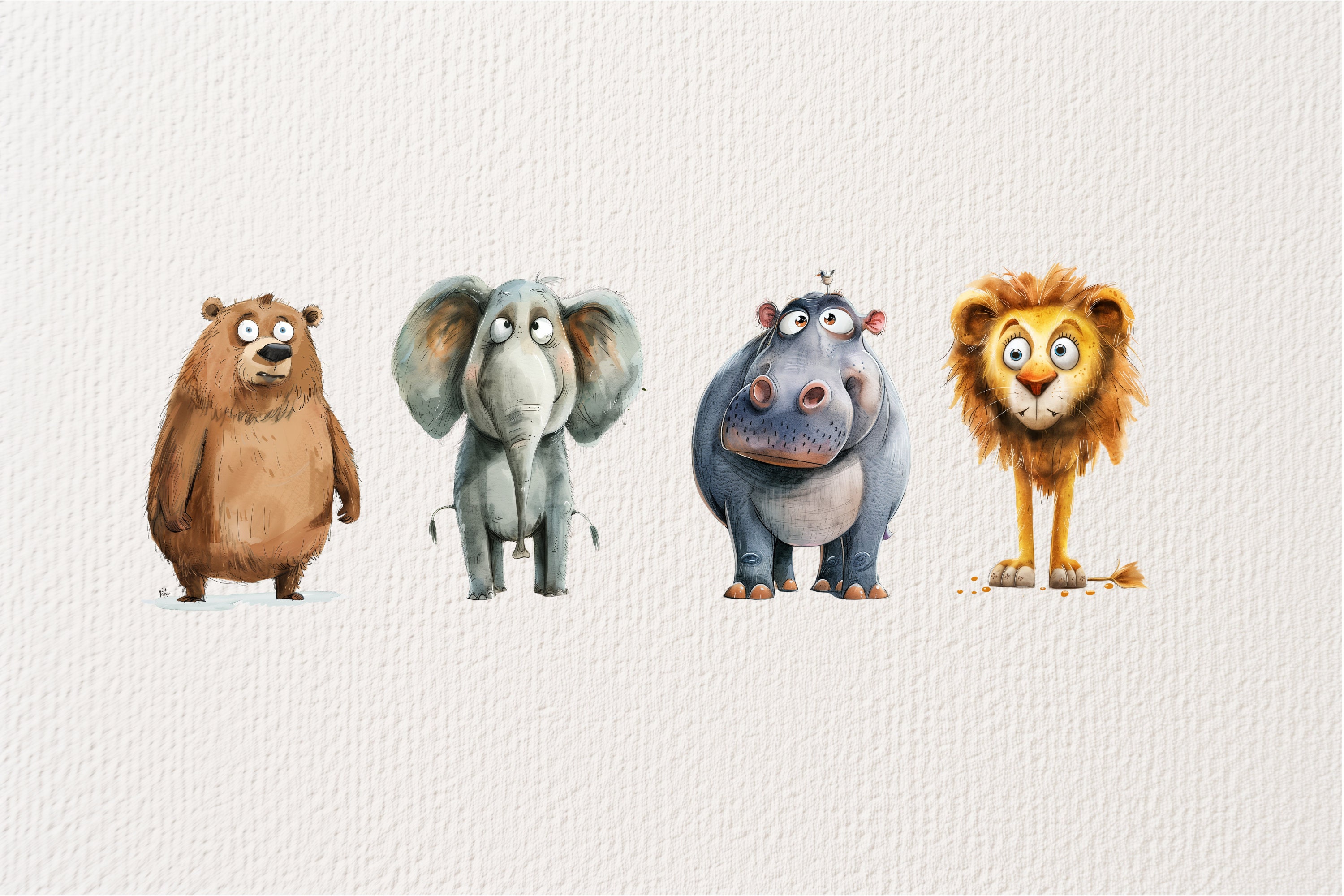 Quirky Animals Clipart Bundle Whimsical Safari Animals Dog Cat Dinosaur ...