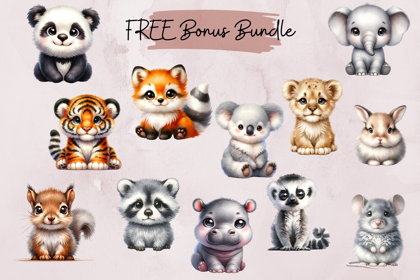 Baby Jungle Animals Clipart Watercolor Jungle Clip Art Bundle Jungle ...