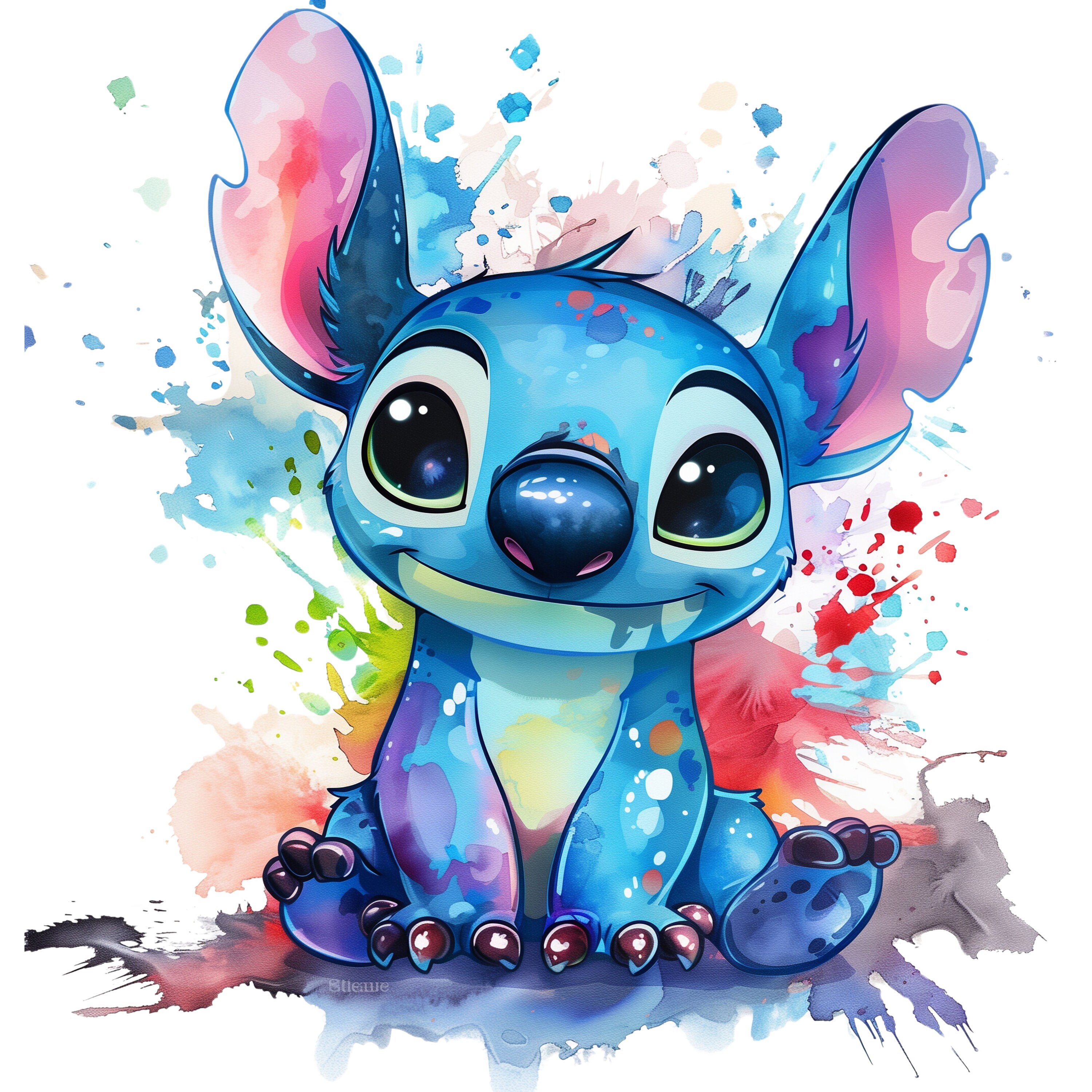 Stitch PNG Stitch Splash and Watercolor Lilo and Stitch PNG Digital ...