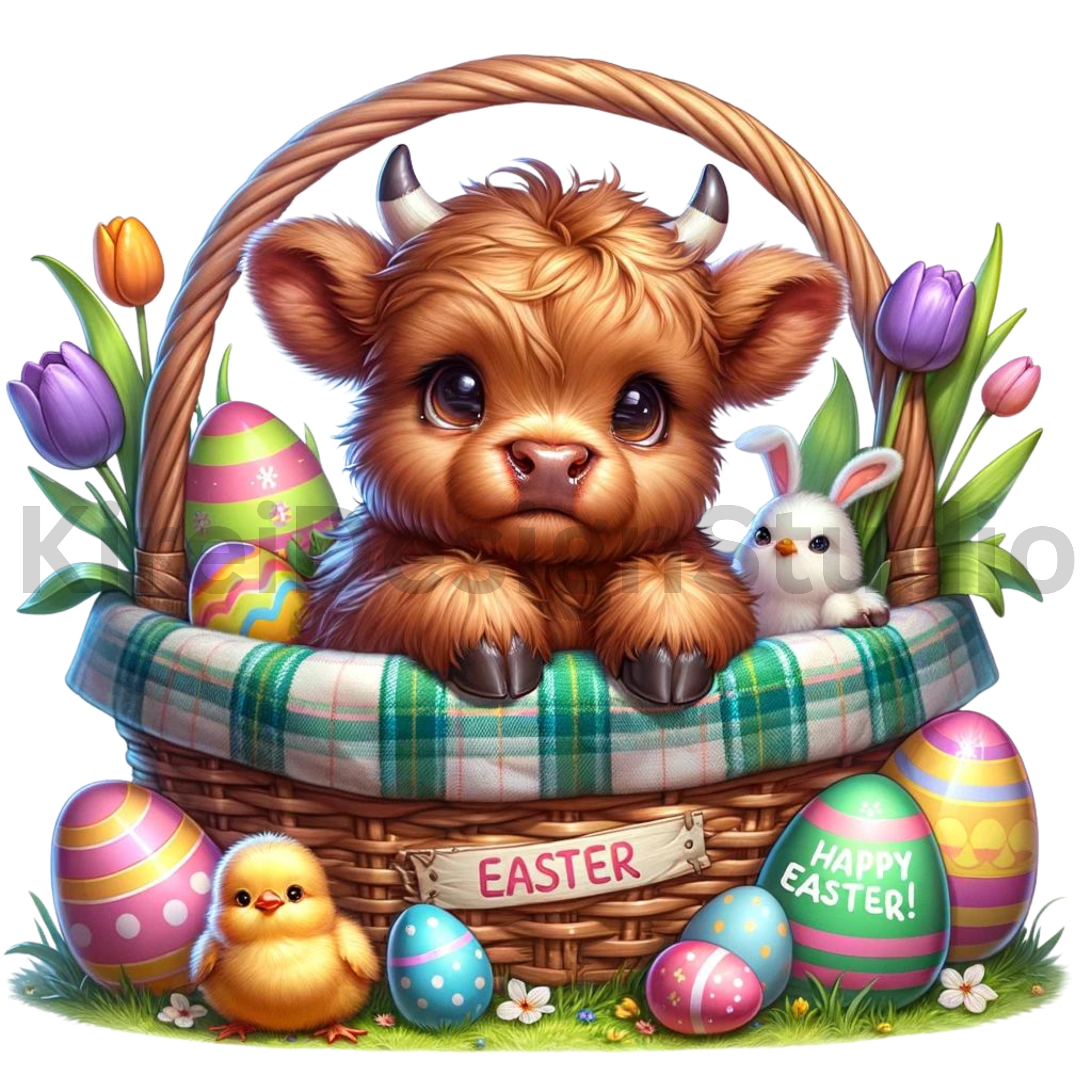 Highland Cow Clipart Images, Easter Highland Cows, Easter PNG, Highland ...