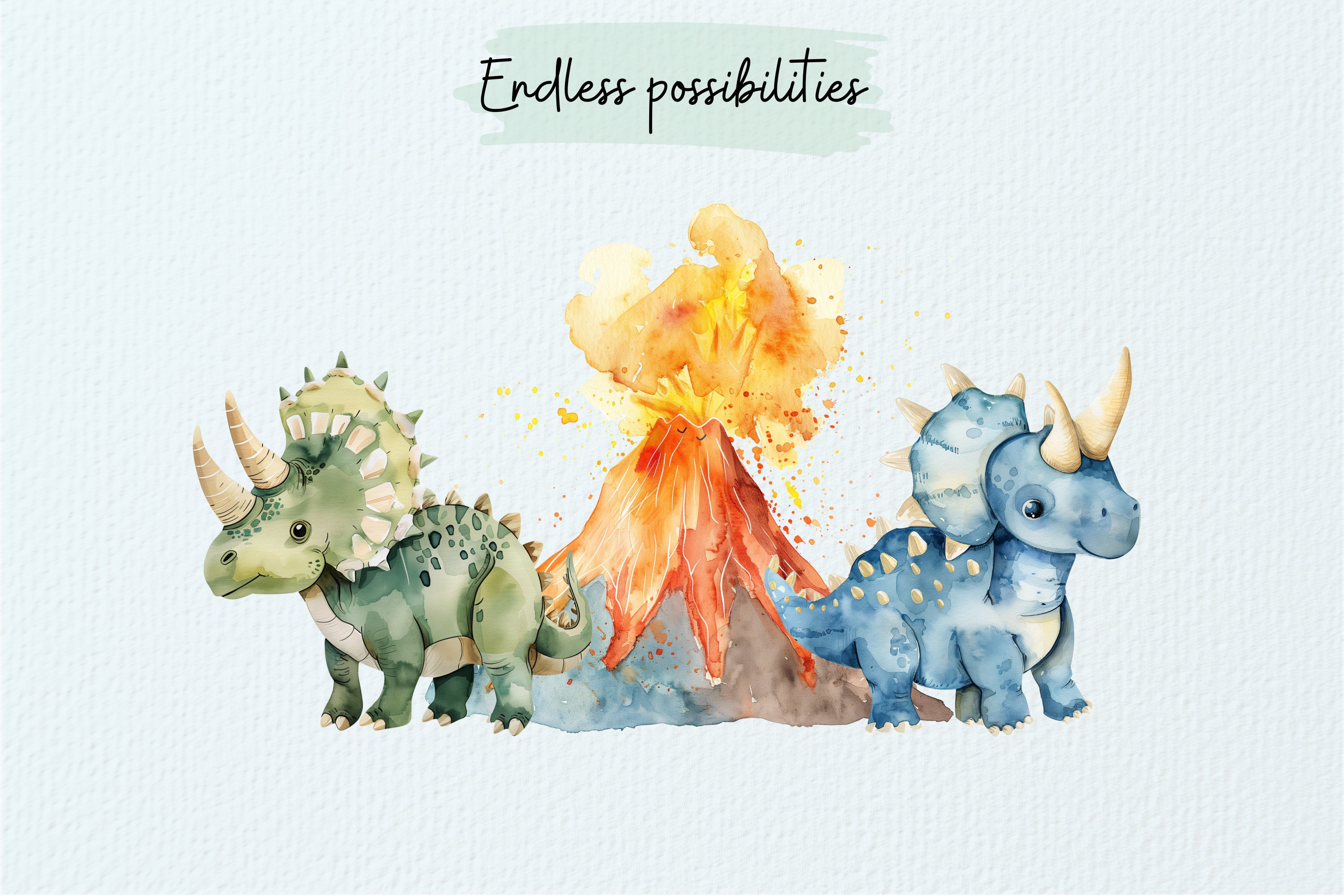 Watercolor Dinosaur Clipart Bundle Cute Dino Clip Art Dinosaur Birthday ...