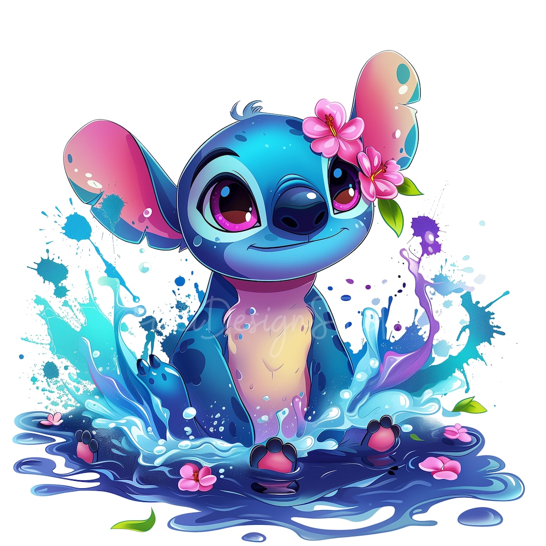 Stitch Splash and Watercolor PNG Bundle Stitch PNG Lilo and Stitch PNG ...