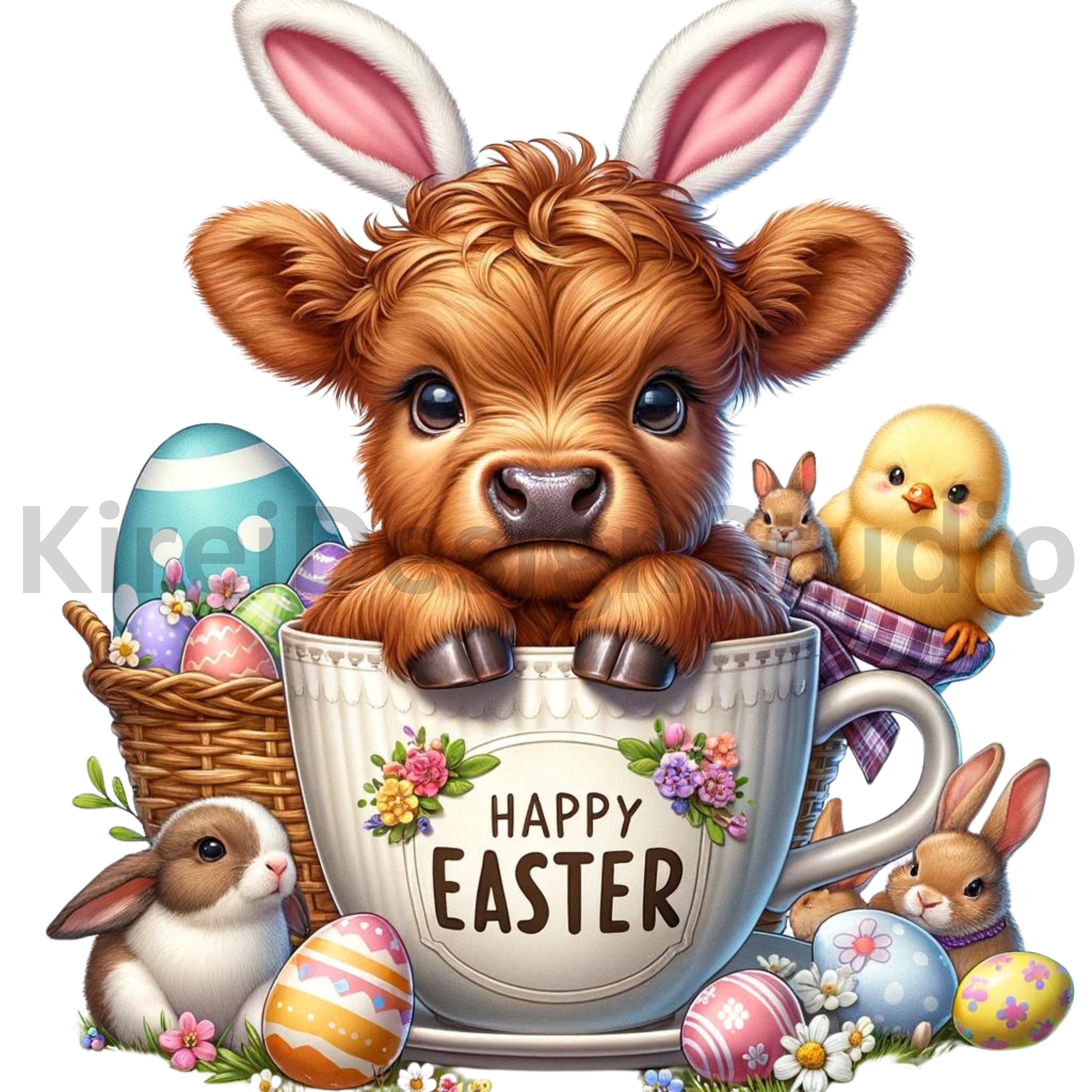 Highland Cow Clipart Images, Easter Highland Cows, Easter PNG, Highland ...