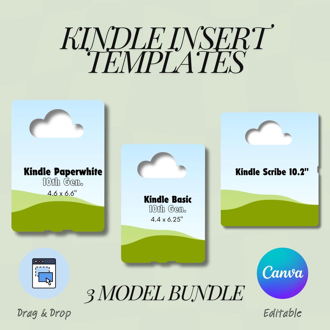 DIY Kindle Insert Template Bundle Paperwhite, Basic & Scribe Kindle ...