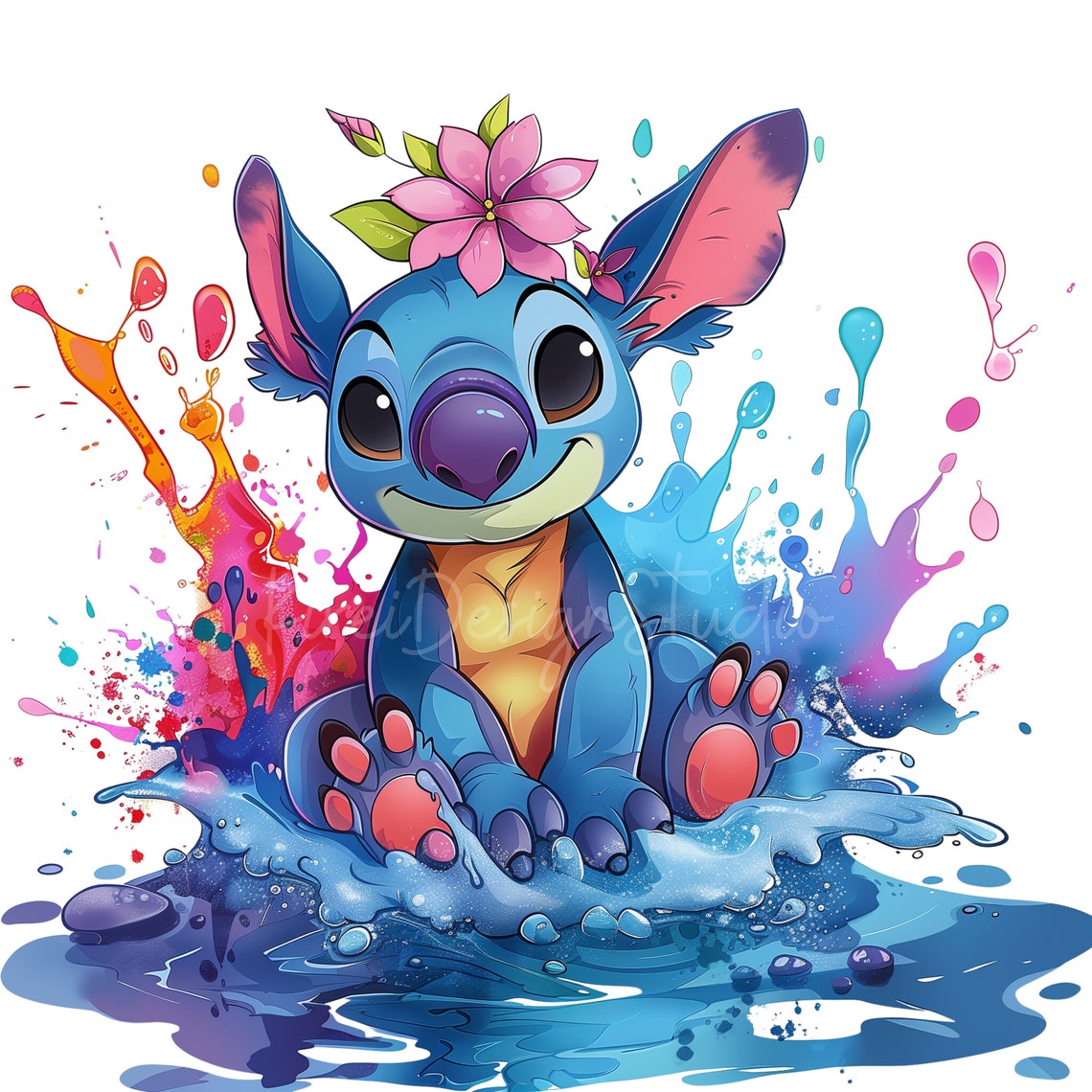 Stitch Splash and Watercolor PNG Bundle Stitch PNG Lilo and Stitch PNG ...