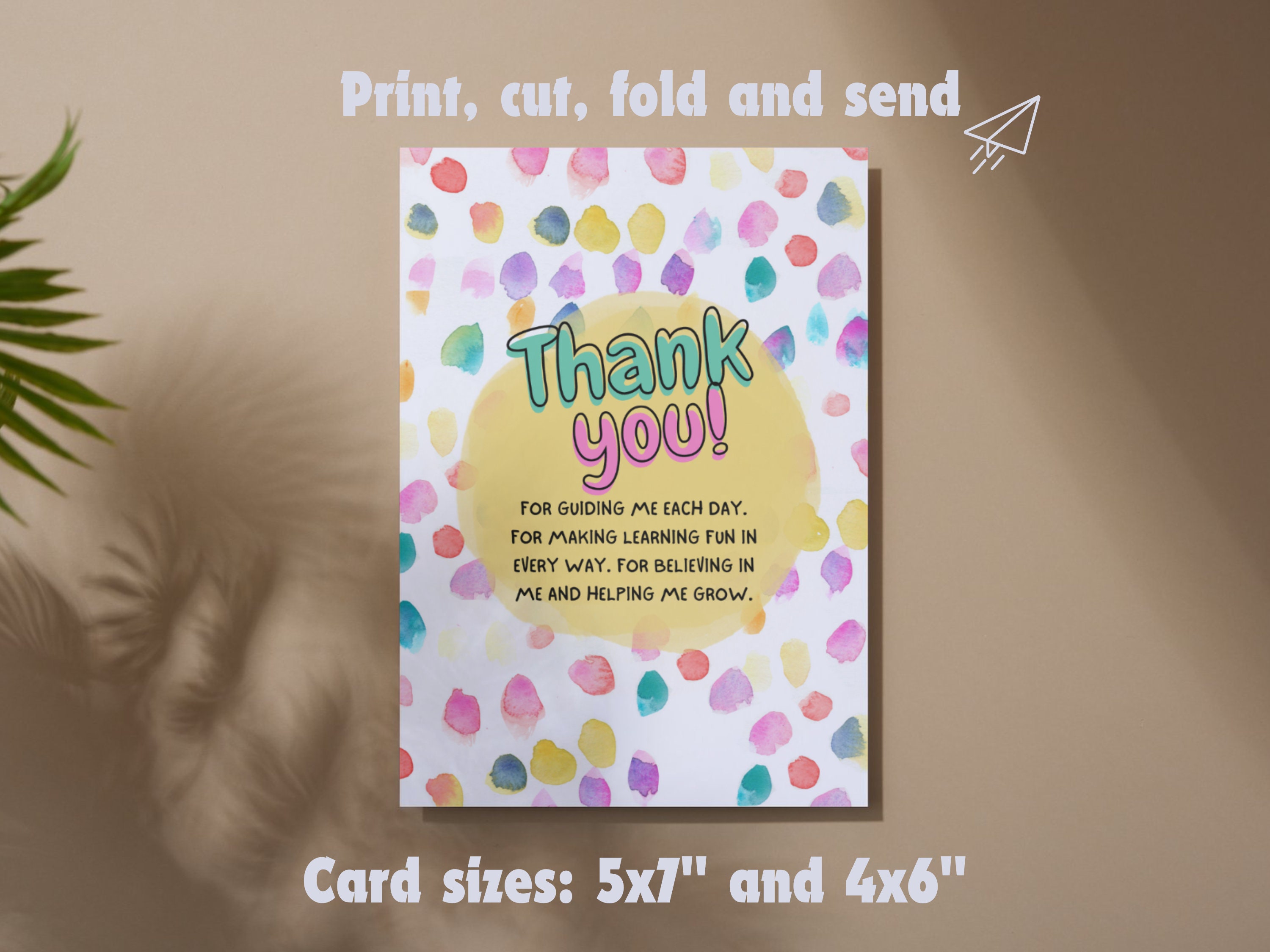 Teacher Thank You Card: Printable Appreciation Gift (digital Download ...