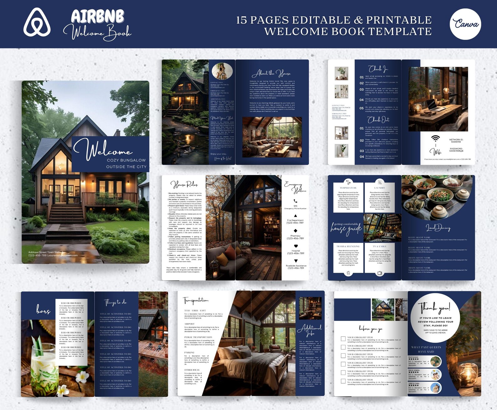 Customizable Airbnb Welcome Booklet Template | Host Welcome Guide ...