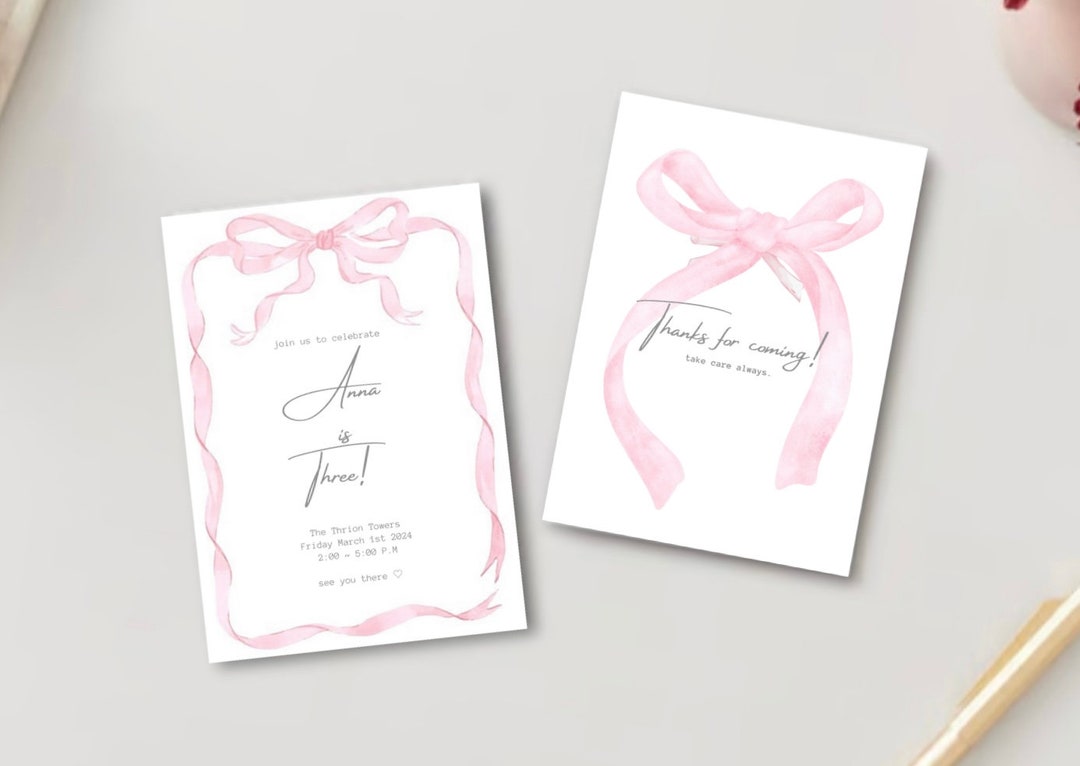 Coquette Pink Birthday Invitation - Etsy