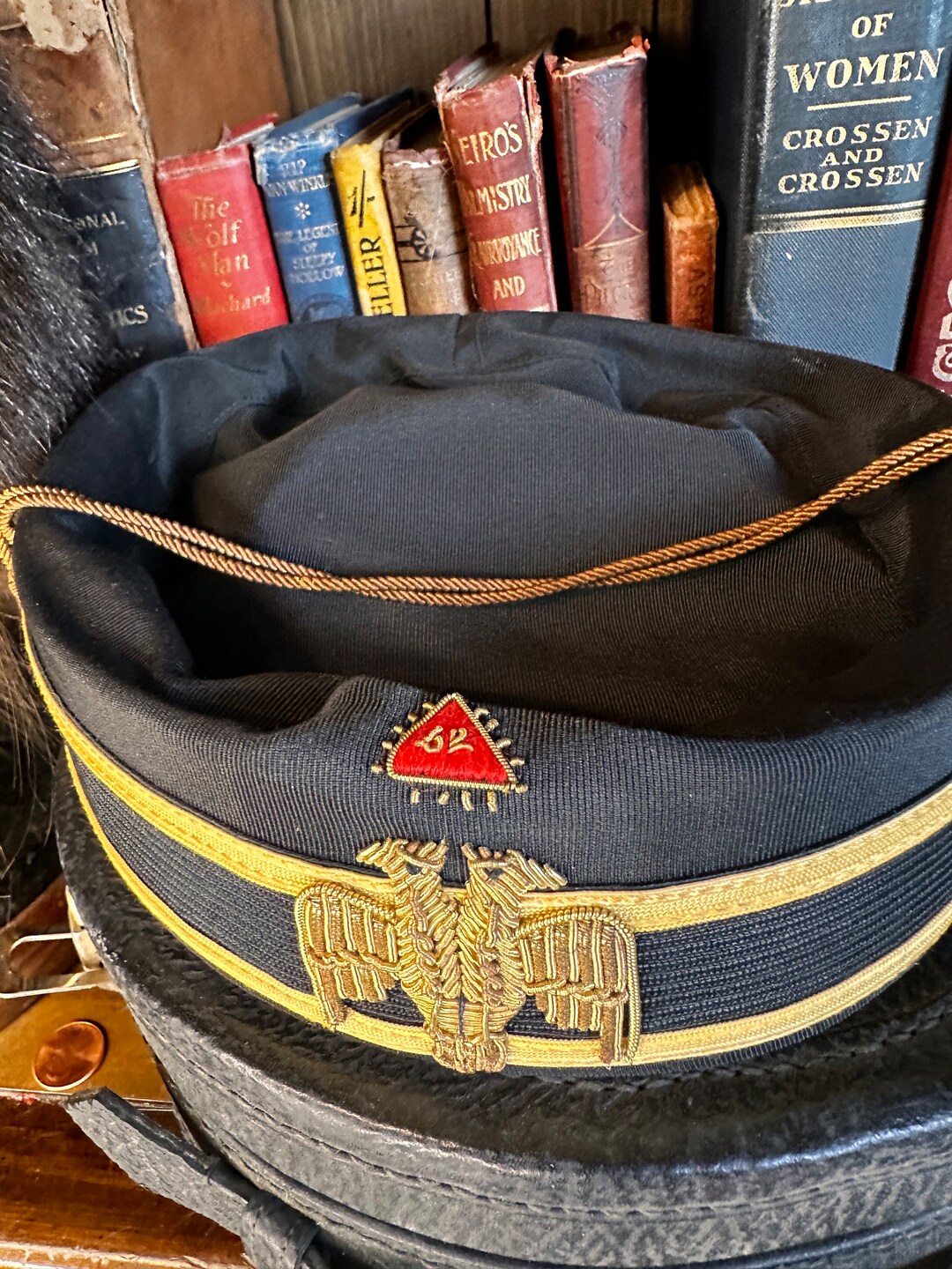 Vintage Masonic 32nd Degree Scottish Rite Crown Cap With Case Fraternal ...