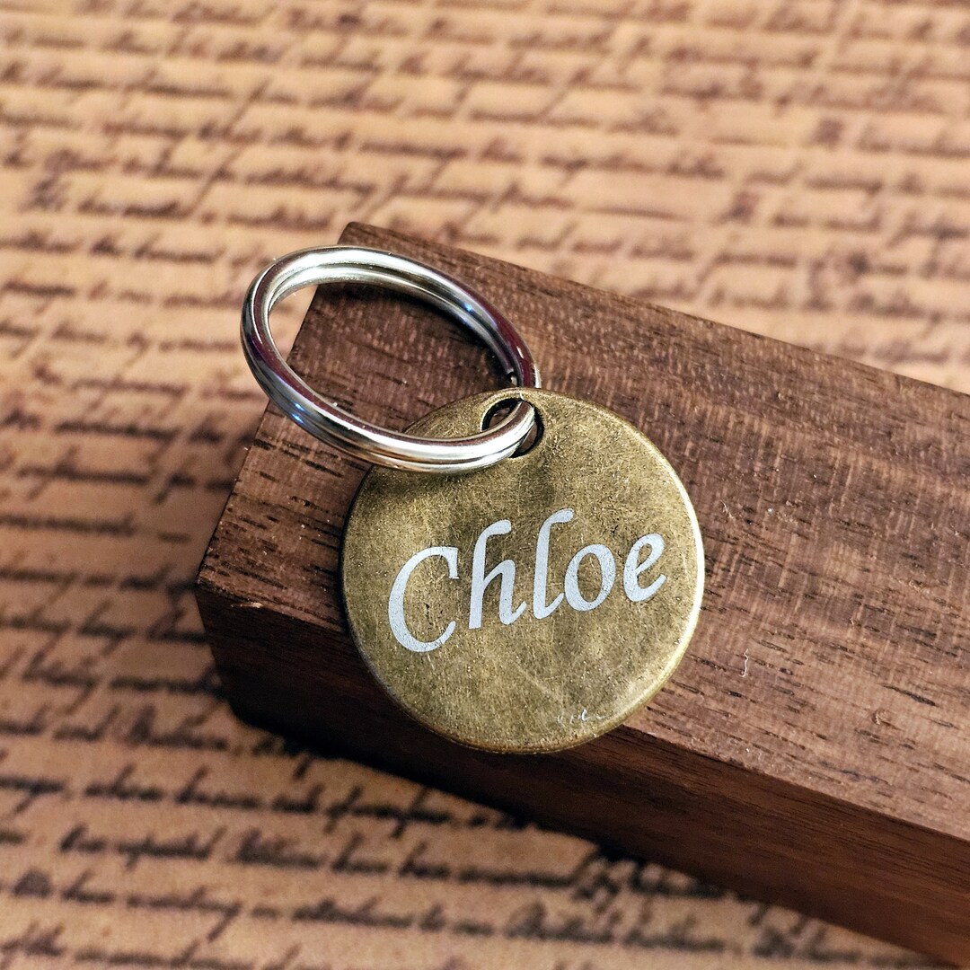 Vintage Bronze Pet ID Tag Personalized Round Tag for Pet | Retro Style ...