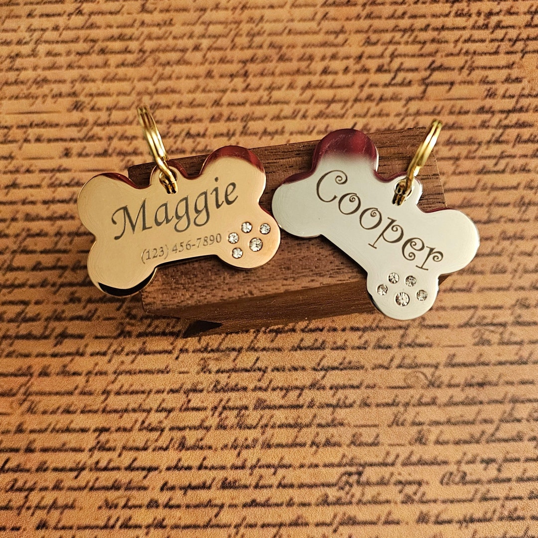 Custom Dog Bone Pet Tag, Pet ID Tag, Bone Shaped Metal Tag for Dog or ...