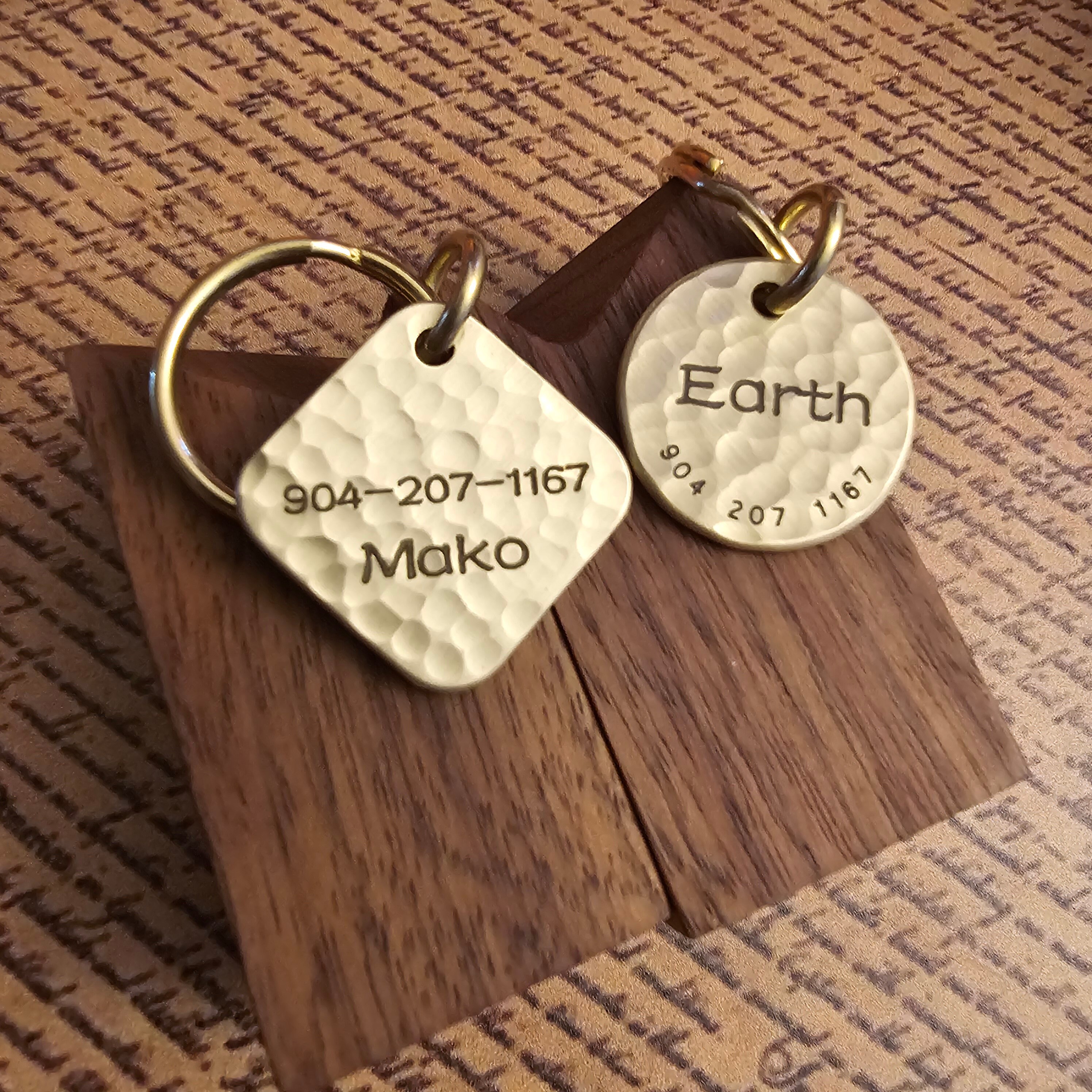 Custom Rustic Hammered Tags, Dog Tag, Cat Tags Customized, Solid Brass ...