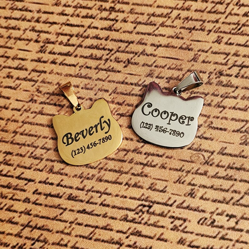 Custom Cat Face Shaped ID Tag, Pet ID Tag, Kitten Tag Gift Metal Tag ...