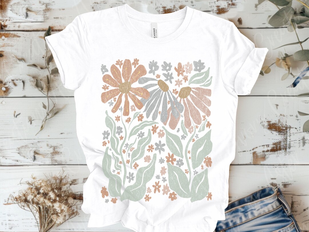 Retro Flower Tee, Vintage Flower Tee, Gift for Gardeners, Garden Tshirt ...