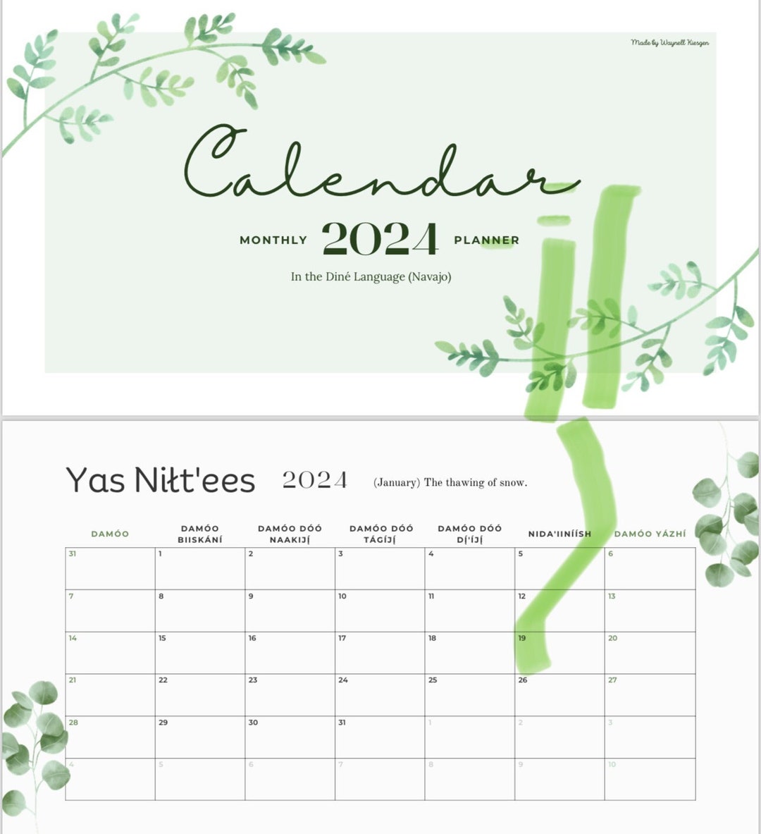 Diné Navajo Calandar, Navajo Calendar 2024, 2024 Calendar, Digital ...