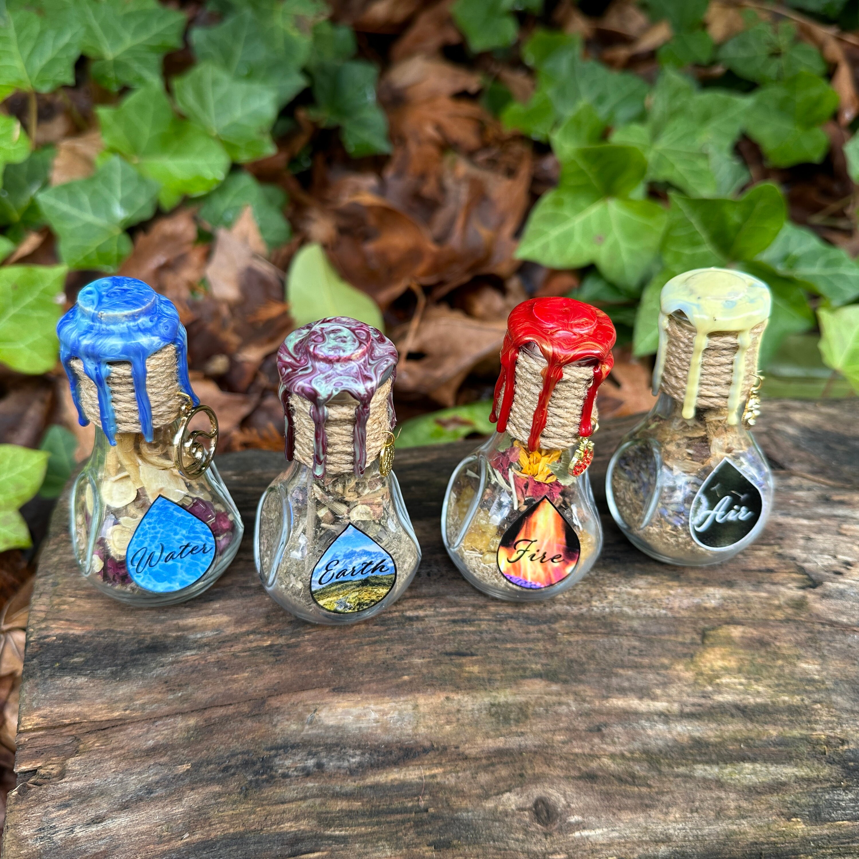 FULL SET Elemental Spell Jars Altar Magic Decor Witchcraft Spell ...