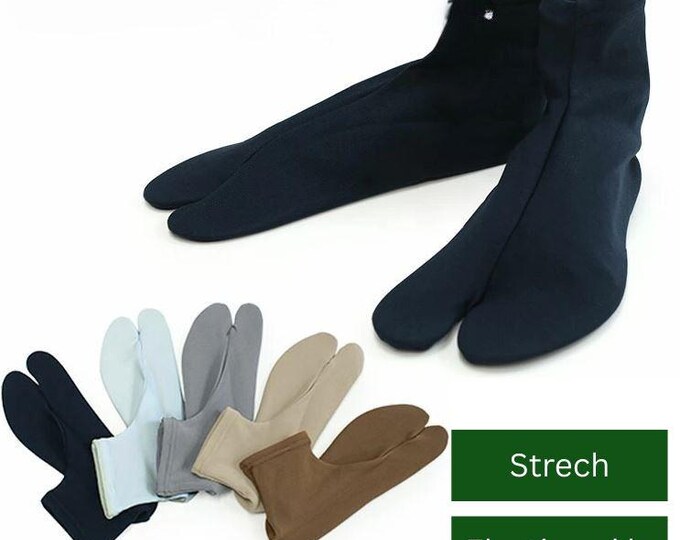 Japanese Men's Stretch Single-layer Tabi Socks, Navy Blue, Gray / Size ...
