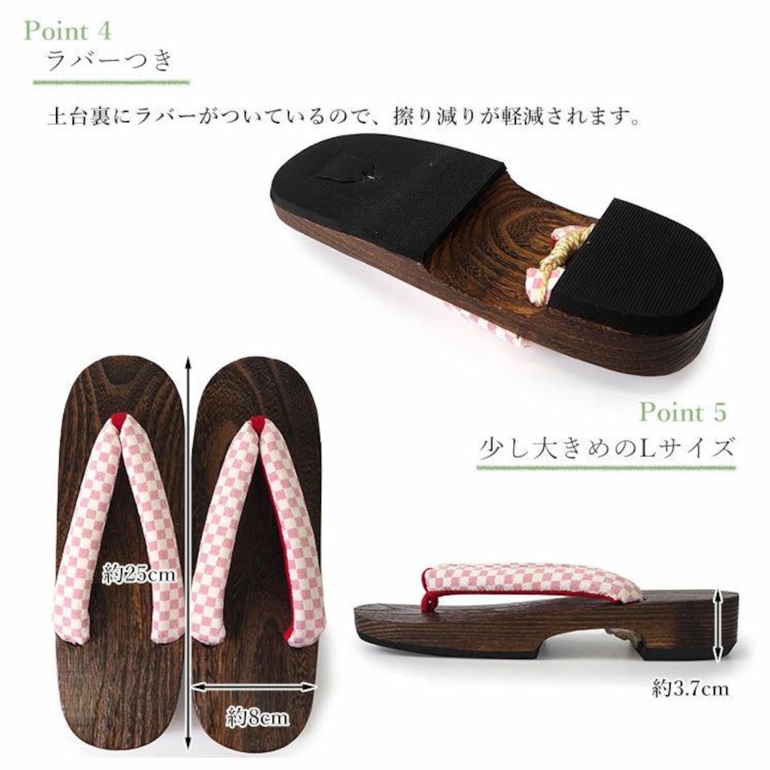 Japanese Women's Wooden Geta Sandals, Size M, Traditional With ...