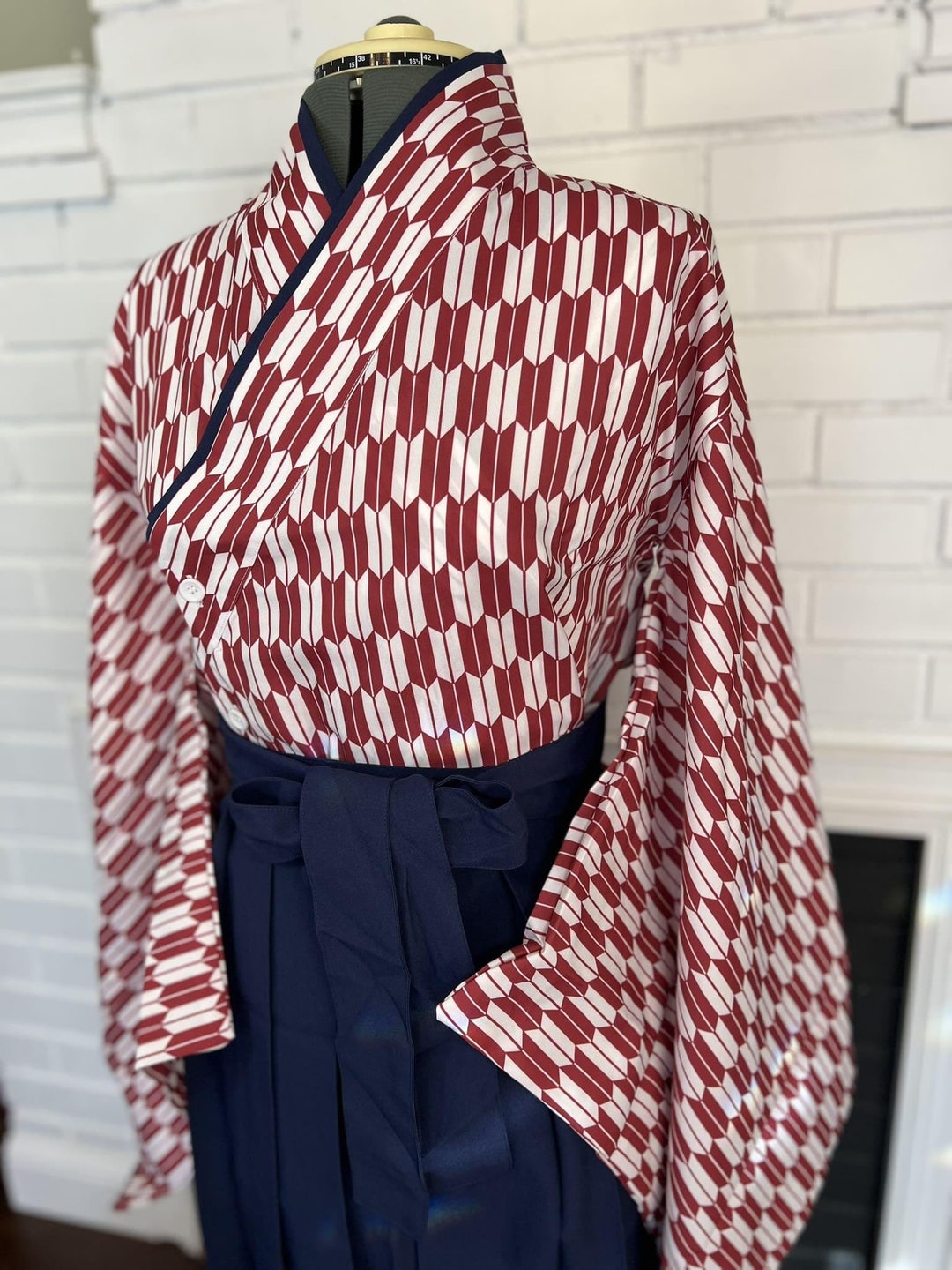 Kimono-style Top & Hakama 2 Pc Set, Arrow Feather Pattern, Size: Free ...