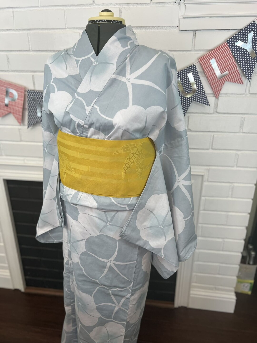 Japanese Traditional Women's YUKATA / Morning Glory Flower Pattern on ...