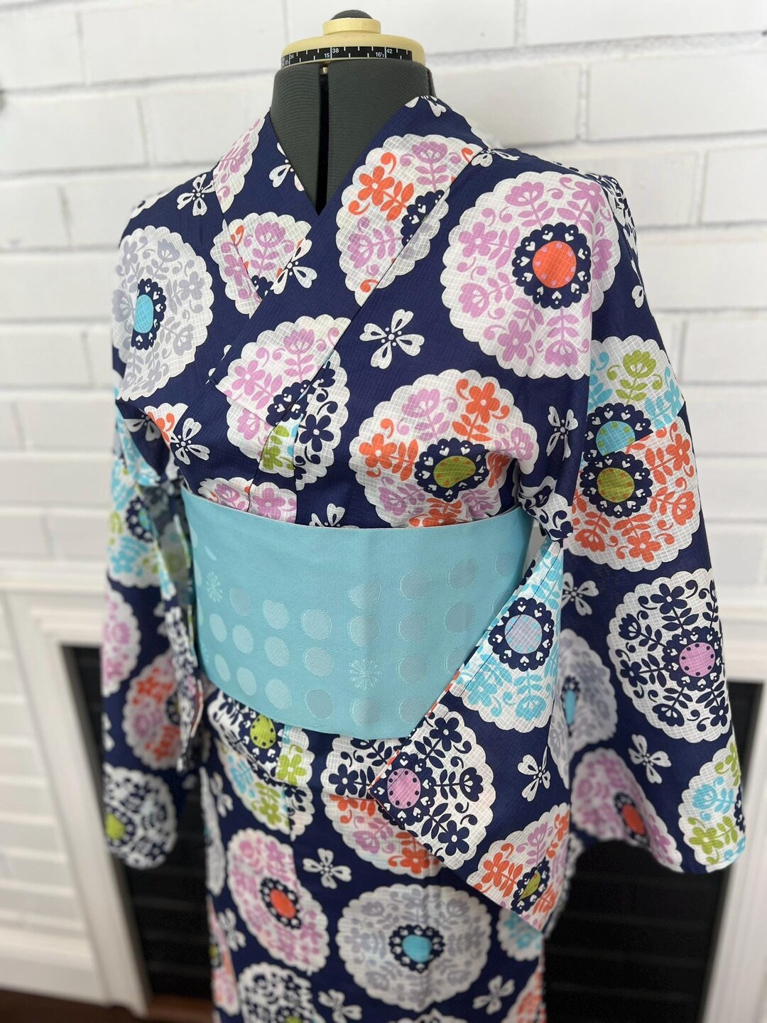 YUKATA, Flower Diamond, Navy Blue, Size: Free / Japanese Traditional Women's Yukata - Etsy