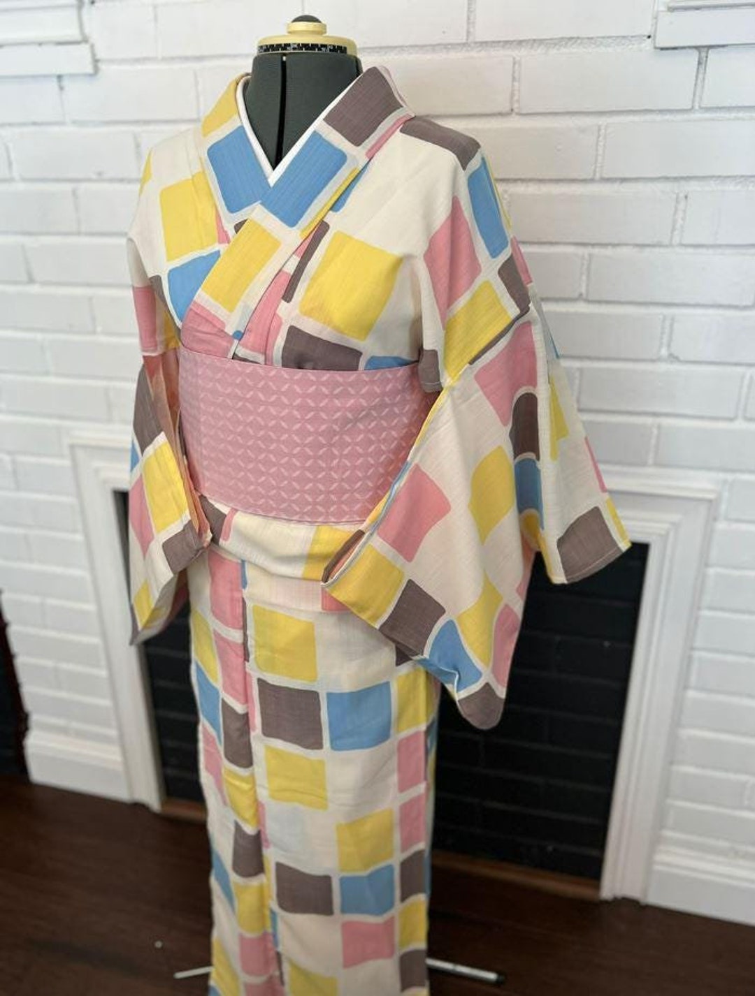 YUKATA, Checkered, Size: Free / Japanese Traditional Women's Yukata - Etsy