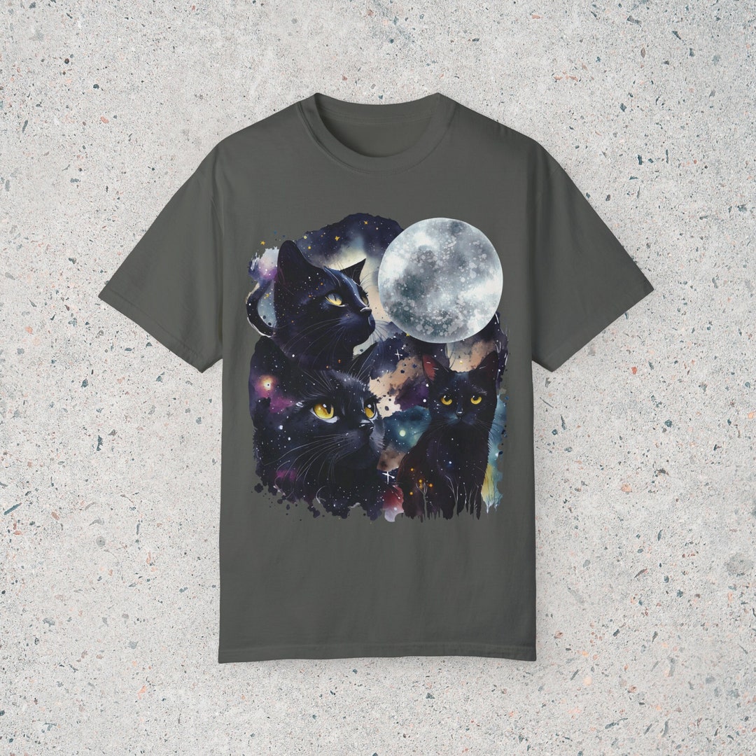 Black Cats Moon Shirt Comfort Colors Gift Funny Cat Tshirt Gift for Cat ...