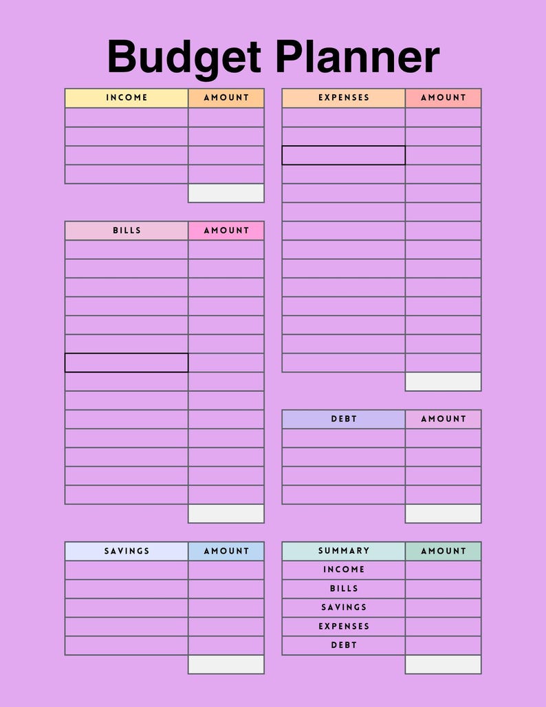 Printable Budget Planner | Monthly Expense | Financial Organizer ...