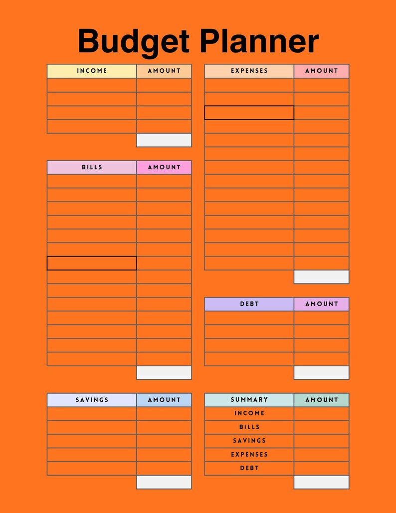 Printable Budget Planner | Monthly Expense | Financial Organizer ...