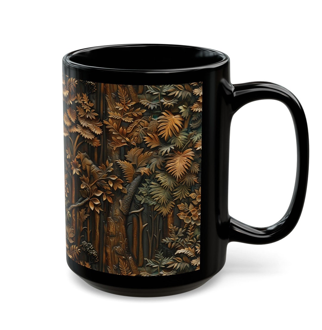 Warm Wood Inspired Ceramic Mug Nature Art Style Farmhouse Coffee Mug ...