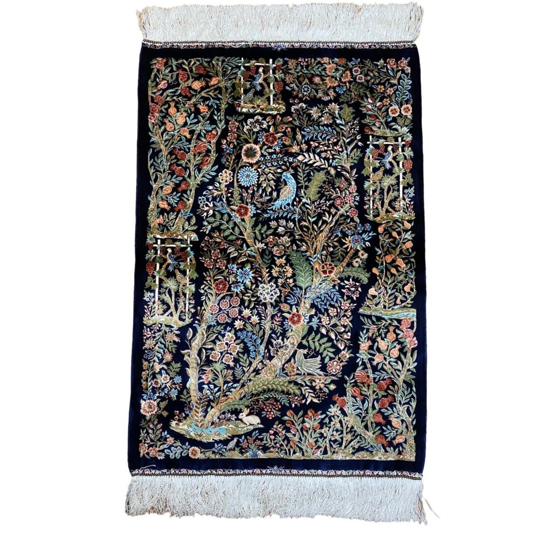 Tree of Compassion Floral Oriental Silk Medium Rug - Etsy