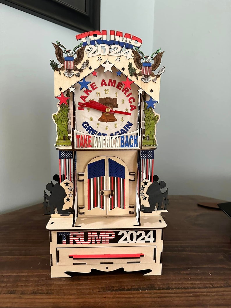 Trump Desktop MAGA Clock Laser SVG File Glowforge Lightburn - Etsy
