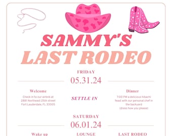 Last Rodeo Bachelorette Itinerary Template - Etsy