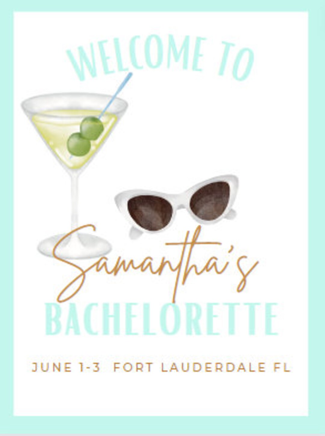 Mint Classy Welcome Sign Bachelorette Template - Etsy