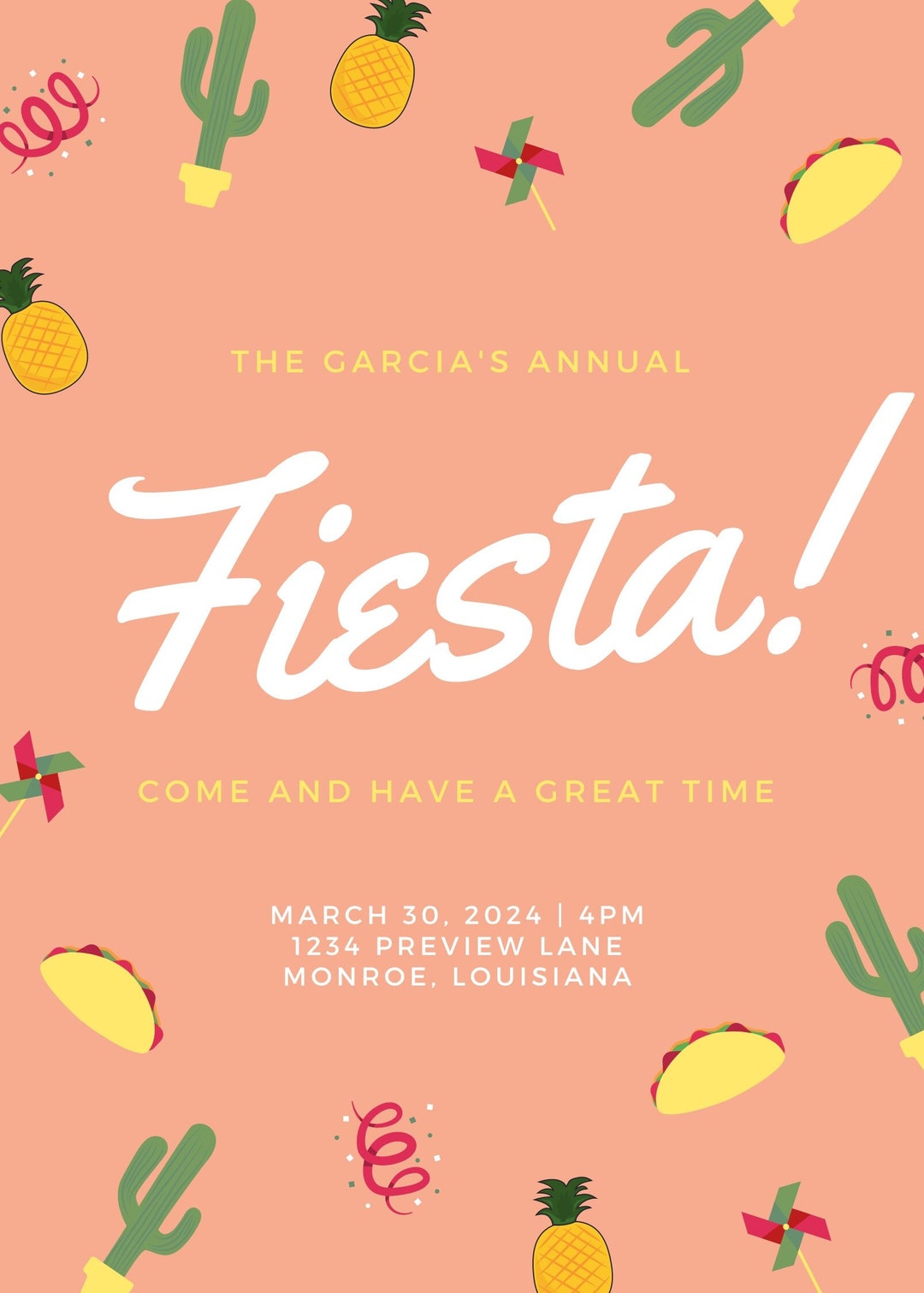 FIESTA Party Invitation Template - Etsy