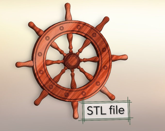 Ship's Rudder 3D Model STL FILE helm Wheel for 3D Printing or Engraving ...