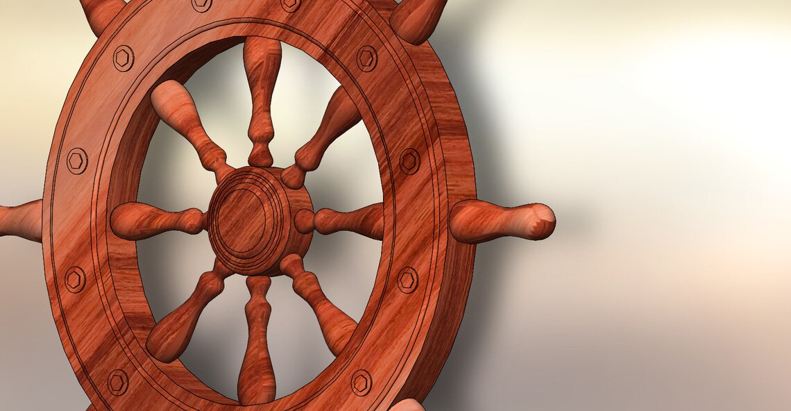 Ship's Rudder 3D Model (STL FILE) -helm - Wheel - for 3D Printing or ...